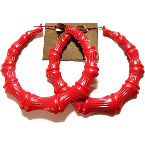 商品名大きな竹カラーフープイヤリング4インチレッド竹フープLarge Bamboo Color Hoop Earrings 4 Inch Red Bamboo Hoopsブランド：Divas Diggables商品サイズ：高さ：1.7 cm...
