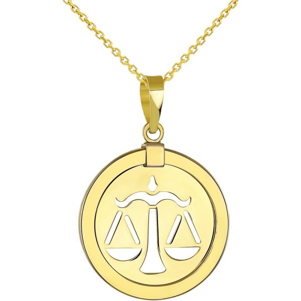 商品名14 KイエローゴールドリバーシブルラウンドLibraスケールZodiac Signペンダントネックレス14K Yellow Gold Reversible Round Libra Scale Zodiac Sign Pendant ...