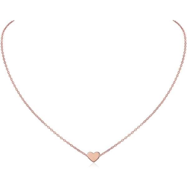 商品名ChicSilver パーソナライズ 925スターリングシルバー 上品な小さなハート/星/月/ドット/三角形ペンダントネックレス レディース シルバー/ゴールド/ローズゴールド/ブラック (ギフトボックス付き), 03.ローズゴールド...