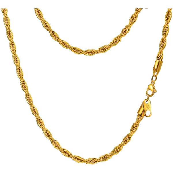 商品名PROSTEEL Gold Rope Chain For Men Necklace 24 Inch Stainless Steel Chains For Jewelry Makingブランド：PROSTEEL商品サイズ：高さ：2.3 ...