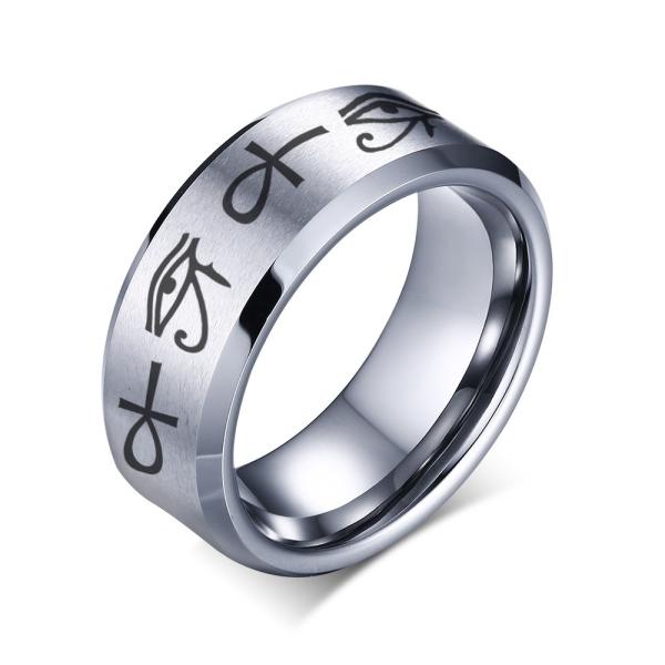 商品名:  VNOX 8MM Stainless Steel Egypt Eye of Horus Ankh Cross Engagement Wedding Ring for Men Women,Silver,Size 11ブランド: V...