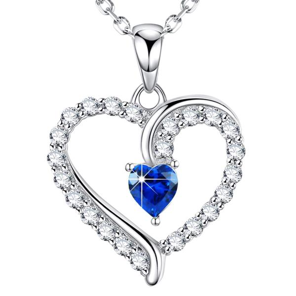 商品名: Dorella You Are the Only One in My Heart ネックレス 妻 母 娘用 925スターリングシルバー ハートペンダント 誕生石 ジュエリー レディース 誕生日ギフト ジュエリー 彼女, ストーン,...