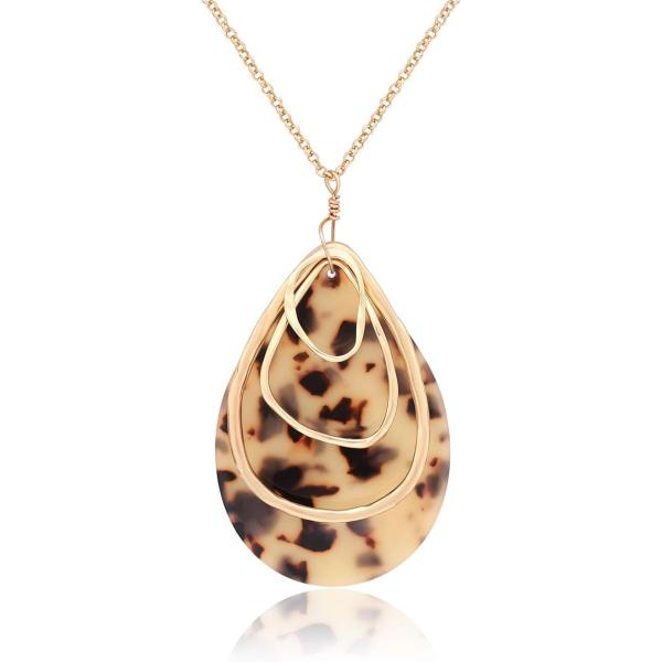 商品名MOLOCH ロングネックレス レディース ガールズ ジオメトリ ティアドロップ アクリルサークルペンダントネックレス ステートメントボーホアセテート樹脂ネックレス ミニマリストギフトMOLOCH Long Necklace For ...