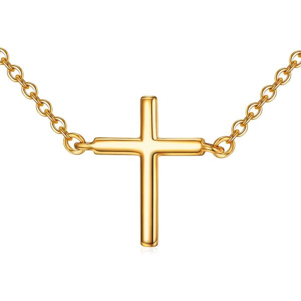 商品名925 スターリング シルバー クロス ペンダント チェーン ネックレス レディース 18K 金メッキ ジュエリー925 Sterling Silver Lucky Cross Pendant Necklace for Women G...