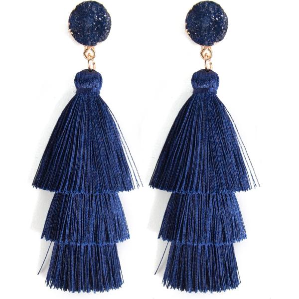 商品名Belmarti カラフル ツリー型 レイヤード タッセル ダングル ドロップ ドゥルージー スタッドピアス ホリデーパーティー クリスマス ハロウィン コスチューム ジュエリー レディース ガールズ, ポリエステル, クリスタル,N...