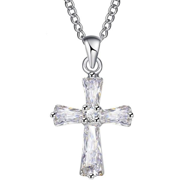 商品名ASHMITA クリアクリスタルクロスペンダント ローズゴールドネックレス レディース チャーム 日常ジュエリー シルバーASHMITA Fashion Cross Pendant Necklace for Women Girl Da...