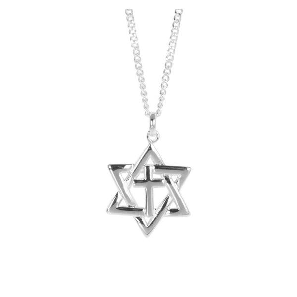 商品名: Dicksons House of David 複雑な星のクロス シルバーメッキ 24インチ ペンダントネックレス Dicksons House Of David Intricate Star Cross Silver-Plate...