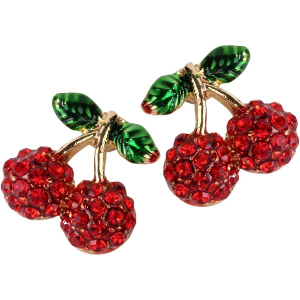 商品名YACQ レディース チェリースタッドピアス 超軽量 鉛・ニッケル不使用 エナメル&amp;クリスタル チェリーデレッドフルーツチャームピアスジュエリーYACQ Women's Cherry Stud Earrings - Ultra...