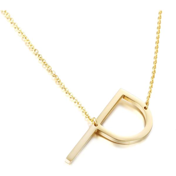 商品名MEMGIFT ビッグレターネックレス ステンレススチール イニシャルペンダント ベストフレンドジュエリー ガールズ レディース ウェディング誕生日 クリスマスP Letter Necklace Minimalist Large Al...