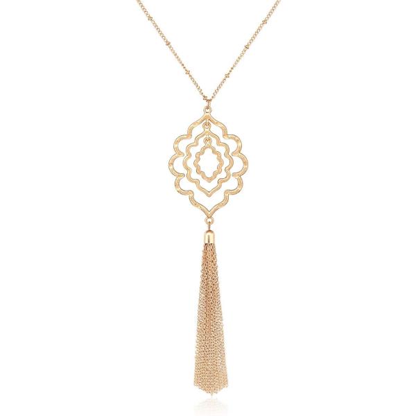 商品名MOLOCH ロングネックレス レディース ミニマリスト 幾何学模様 サークルペンダントネックレス ボヘミア タッセル フリンジネックレスセット ステートメントペンダント, 金属MOLOCH Long Necklaces For Wo...