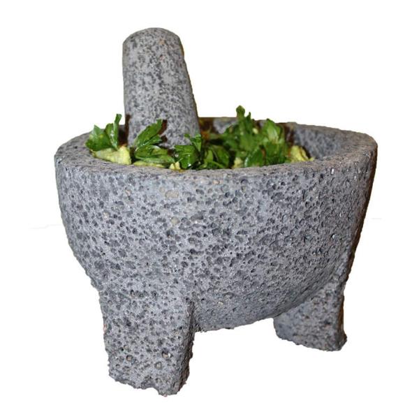 商品名: Thaweesuk Shop Molcajete 本物 メキシカン バサルト 溶岩石 モルタルと乳棒 グアカモール サイズ モール 高さ5.5インチ x 幅9インチ ペストル 長さ4インチ x 幅2.5インチ セット Thawee...