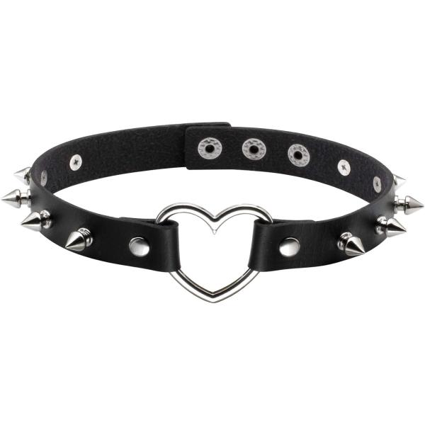 商品名MILAKOO スパイクチョーカー レディース レザー ラブ ハート ネックレス スタッズ リベット バイカーカラー 調節可能, レザーMILAKOO Black Pu Leather Choker for Women Gothic ...