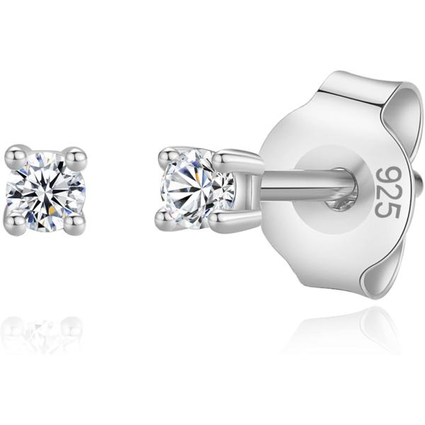 商品名Rhodium Plated 925 Sterling Silver Brilliant Round Cut Cubic Zirconia Stud Earrings for Women Hypoallergenic Sets 2mm...