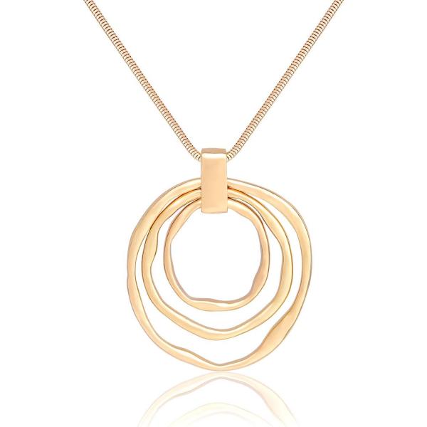 商品名ロングセーターチェーン ダブルサークルペンダントネックレス 大胆なスネークチェーン レディースステートメントネックレス ゴールドNVENF Long Sweater Chain Double Circle Pendant Neckla...