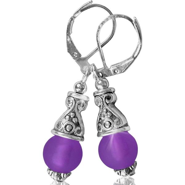 商品名ラベンダー ビーチ 海 フロステッド ガラス ドロップ イヤリング Sp ハンドメイド ラインストーン イヤリング レディース セット + ギフトボックスLavender Beach Sea Frosted Glass Drop Ea...