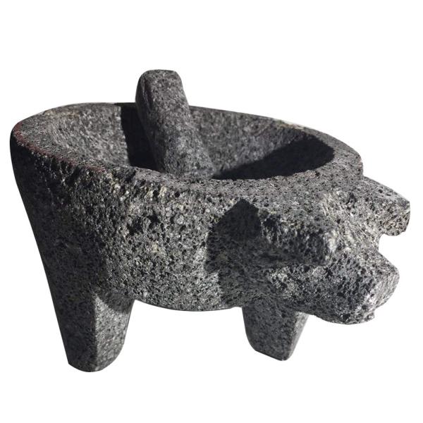 商品名: Thaweesuk Shop 9インチ Molcajete/Tejolote 本物のメキシカン すり鉢&amp;すりこぎ グアカモール サルサメーカー 穀物 前豚ヘッド 11インチ 約9インチ ラウンド型 高さ約5インチ Thaw...