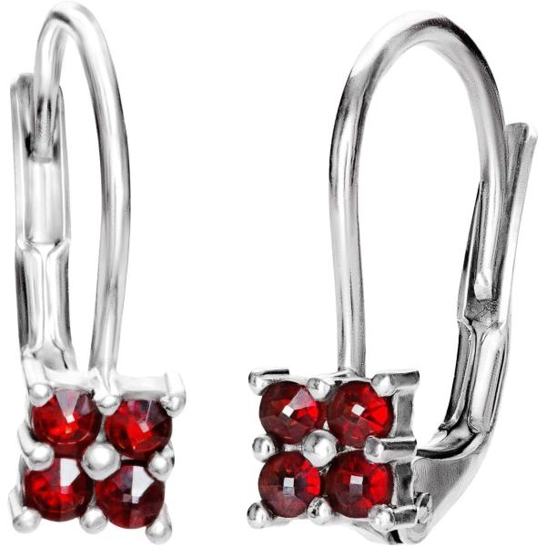 商品名女性＆女の子のためのGranat手作り925スターリングシルバースクエアピアス - 8ボヘミアンガーネットストーン付きSilver Earrings Girls Womens Genuine Bohemian Czech Garnet...