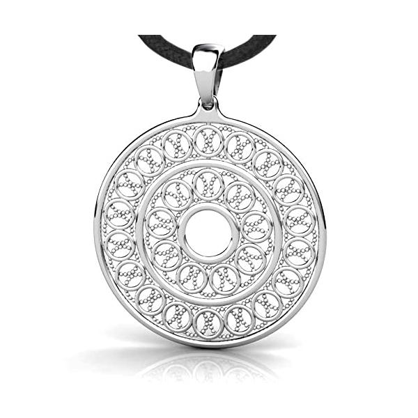 商品名Mandala Chakra Necklace Sterling Silver 925 - Filigree Boho Indie Pendant - Sacred Geometry Esoteric Amulet - Hippie ...