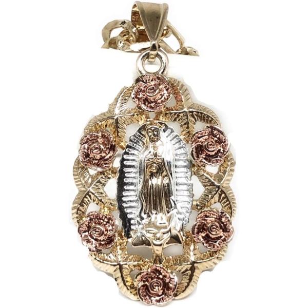 商品名3色 聖母マリア 花 ペンダント ネックレス 26インチ グアダルーペの聖母 メダラ 木 カラー コーン フローリングTri-Color Virgin Mary Flower Pendant Necklace 26"" Virgen ...