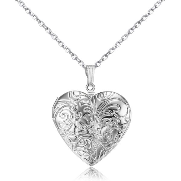 商品名: YOUFENG ラブ ハート ロケット ネックレス 写真を保持 フラワー ロケット ネックレス ペンダント ギフト 子供 女の子 男の子 YOUFENG Locket Necklace that Holds Pictures Fl...