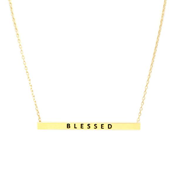 商品名:  Me Plus Women Gold Dipped Horizontal Inspirational Phrases Engraved Bar Pendant Necklace (Blessed-Gold)ブランド: Me Pl...