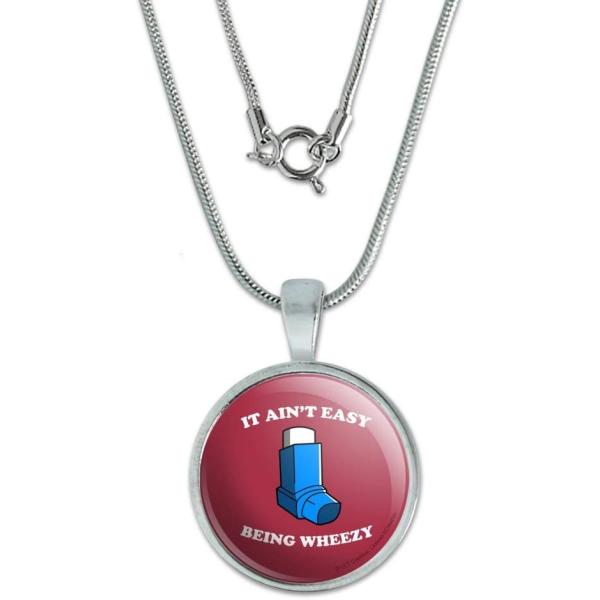 商品名GRAPHICS &amp; MORE It Ain't Easy Being Wheezy Asthma Inhaler Funny Humor 0.75"" Pendant with Sterling Silver Plated ...