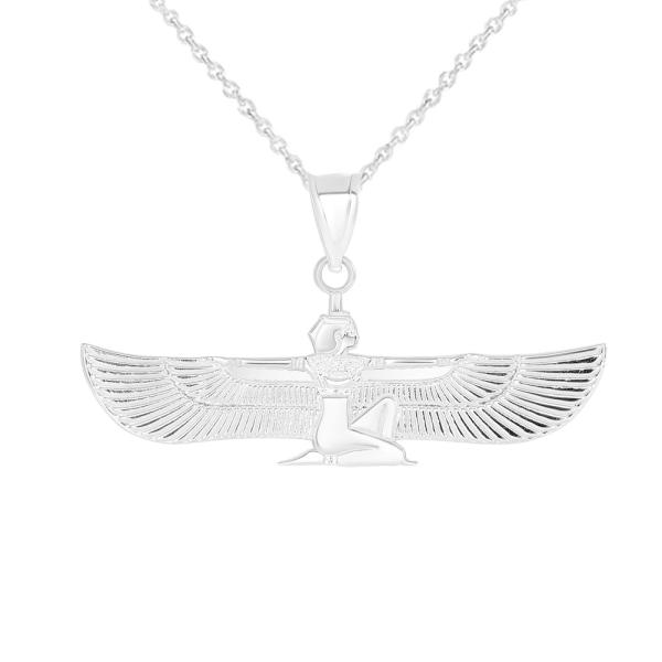 商品名: 925スターリングシルバー エジプトの翼 女神イシス ペンダントネックレス Solid .925 Sterling Silver Winged Egyptian Goddess Isis Pendant Necklace (18"...