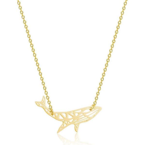 商品名YOOE Simple Lines Whale Pendant Necklace, Hollowing Origami Ocean Animal Necklace, for Women Girls Birthday Gifts (Go...
