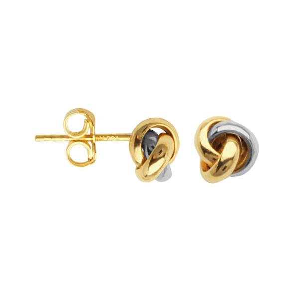 商品名: ラブノットイヤリング 10Kt ゴールド ツートーン クローズド3ループ ラブノットポストイヤー Love Knot Earrings, 10Kt Gold Two Tone Closed 3 Loop Love Knot Pos...