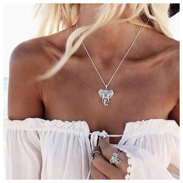 商品名Anglacesmade アフリカンチョーカーネックレス 象のネックレス 象の頭のチャームペンダントネックレス ビーチジュエリー 女性と女の子用, 1 Count (Pack of 1), 金属, 合金Aimimier African...