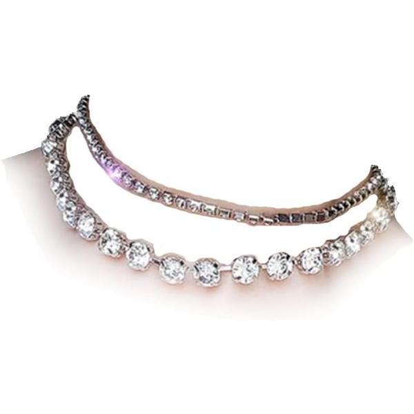 商品名Anglacesmade ボヘミア レイヤードチョーカーネックレス ラインストーンチョーカー ダイヤモンドネックレス クリスタルチョーカー プロムジュエリー ブライダルウェディングアクセサリー 女性と女の子用 (2個), 2 Piec...