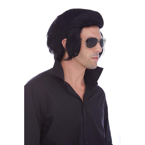 商品名:  Elvis Pompadour Color Black - Sepia Wigs Long Sideburns Tall King Cosplay Fancy Dress Synthetic Elvas Presley Bund...