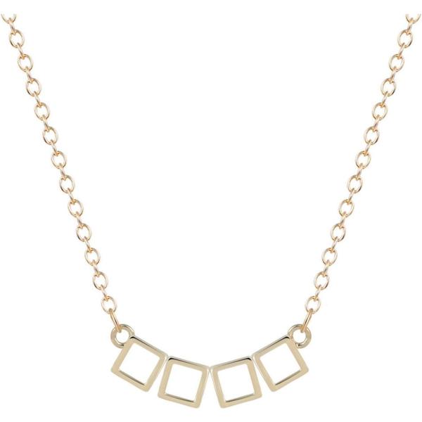 商品名Frodete 幾何学模様 ゴールドシルバー 3D 4スクエア 組み合わせ ロングネックレスチャーム レディース 中空カーブネックレスFrodete Geometric Gold Silver 3D 4 Square Combinat...