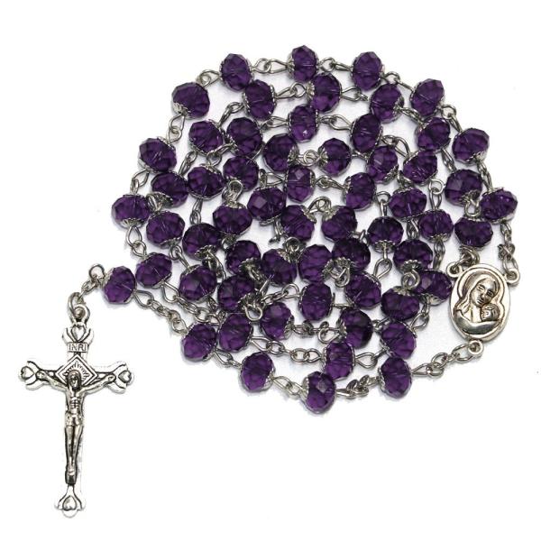 商品名: ロザリオ - カトリックの祈りのクリスタルビーズと十字架、6mmビーズ(パープル) Rosary - Catholic Prayer Crystal Beads &amp;Crucifix,6mm Beads (New Purpl...