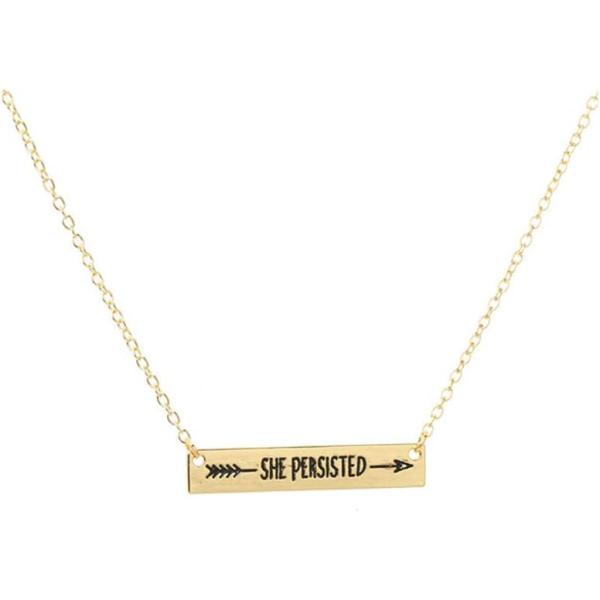 商品名Frodete シンプル バーペンダント ハンドメイド レタリング SHE パーシスト ネックレス ジュエリー ゴールド/シルバー パーソナリティ バー インスピレーション ネックレス ゴールドFrodete Simple Bar P...