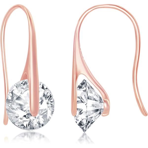 商品名スターリングシルバー/ゴールドメッキ/ローズゴールドメッキ 10mm キュービックジルコニア フレンチワイヤーピアスSterling Silver Rose Gold Plated 10mm Cubic Zirconia French...