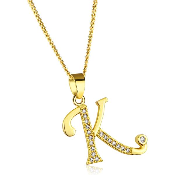 商品名YOUFENG 18Kゴールド イニシャル文字ペンダントネックレス 女性用 A~Z アルファベット キュービックジルコニア 名前入りネックレス 彼女へのギフトに, 水晶, キュービックジルコニアYOUFENG 18K Gold Ini...