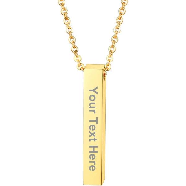 商品名PROSTEEL Personalized Gold Necklace 18K Plated Custom Engraved Initial Name Vertical Bar Pendant Chain Necklace Men W...