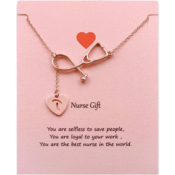商品名Your Always Charm ローズゴールド 聴診器 アルファベット ラリアット Yネックレス ナース卒業ギフトYour Always Charm Rose Gold Stethoscope Alphabet Lariat Y ...