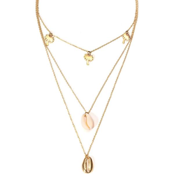 商品名Frodete Puca Multi-Layer Shell Pendant Necklace Gold Palm Tree With Cowrie Shell Pendant Necklaces Boho Beach Jewelry...
