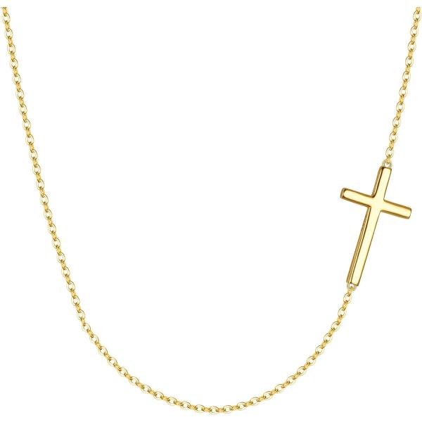 商品名EVER FAITH 925スターリングシルバー シンプル 横向きクロスペンダント チョーカーネックレス レディース ガールズEVER FAITH 14K Gold 925 Sterling Silver Simple Classic...