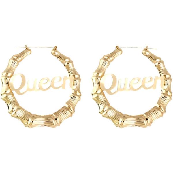 商品名バンブーピアス レディース 90年代 80年代 大型 竹製 ジョイントフープピアス 大きなサークルピアス スタッド パンク パーティー ヒップホップ ファッションジュエリー, 金属, YRBY宝石Bamboo Earrings for...