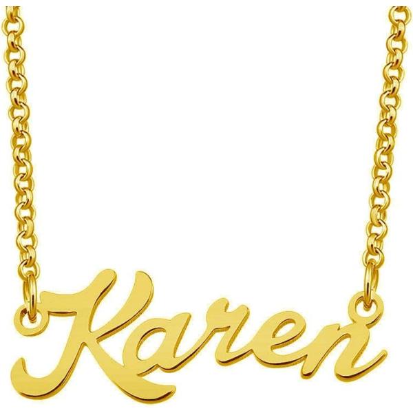 商品名LoEnMe Jewelry Karen Name Necklace Custom Personalized in Gold Plate Gift for Women Girls Coupleブランド：LoEnMe Jewelry商品...