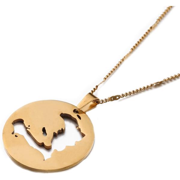商品名ハイチ共和国地図ペンダントネックレスチェーンポートAU-プリンスマップジュエリーThe Republic of Haiti Map Pendant Necklace Chain Port-AU-Prince Map Jewelry (...