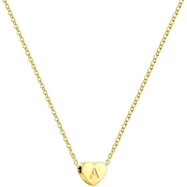 商品名Heart Initial Necklace for Women 18K Gold Plated Stainless Steel Tiny Heart Pendant Engraved Letter Necklace Personal...