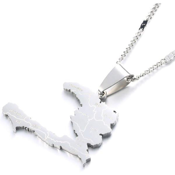 商品名ハイチ共和国地図ペンダントネックレスチェーンポートAU-プリンスマップジュエリーThe Republic of Haiti Map Pendant Necklace Chain Port-AU-Prince Map Jewelry (...