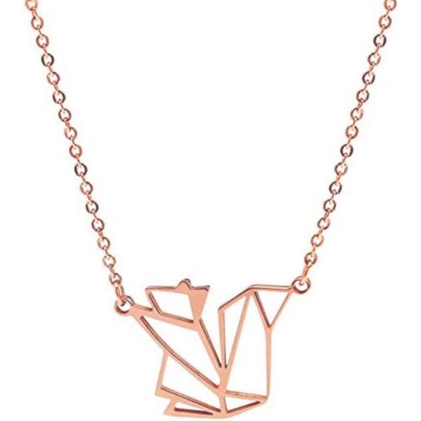 商品名NOUMANDA 幾何学模様 折り紙 リス 中空ネックレス カッティングメタル 動物エレメント ペンダントジュエリーNOUMANDA Geometric Origami Squirrel Hollow Necklace Cutting...