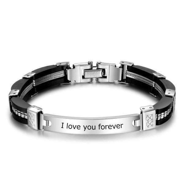 商品名:  Lam Hub Fong Personalized Name Bracelet for Men Stainless Steel ID Tag Bracelet for Boy Father Day Gift for Him Br...