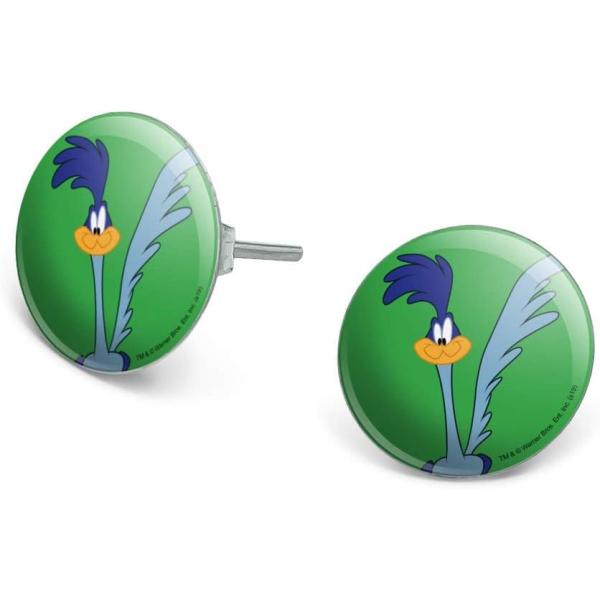 商品名Looney Tunes ロードランナー ノベルティ シルバーメッキ スタッドピアス, 金属Looney Tunes Road Runner Novelty Silver Plated Stud Earringsブランド：GRAPHI...
