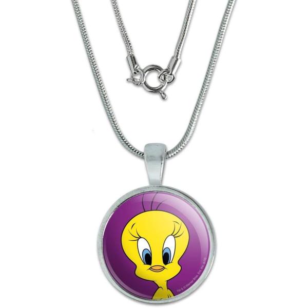 商品名Looney Tunes トゥイーティーバード 0.75インチ ペンダント スターリングシルバーメッキチェーン付き, 金属, 宝石なしLooney Tunes Tweety Bird 0.75"" Pendant with Sterl...